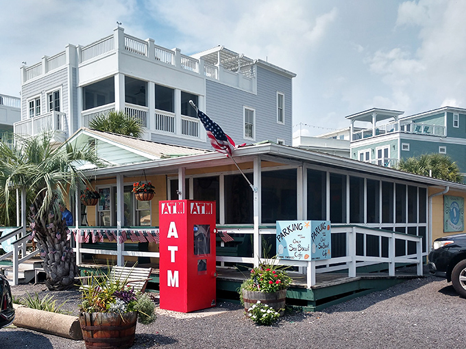 Morning glory! The Seabiscuit Cafe's screened porch and patriotic flair create the perfect setting for that post-beach-walk breakfast splurge.