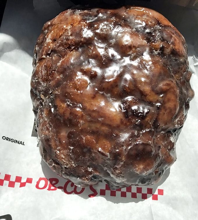 Behold the fabled apple fritter in its natural habitat. Not so much a donut as an edible monument to what happens when apples meet dough and destiny.