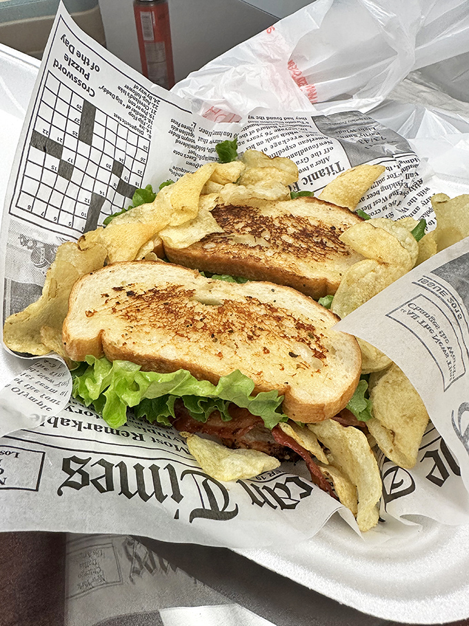 The BLT arrives like a sandwich celebrity&mdash;perfectly toasted, impeccably dressed, and ready for its close-up with those crispy chips.