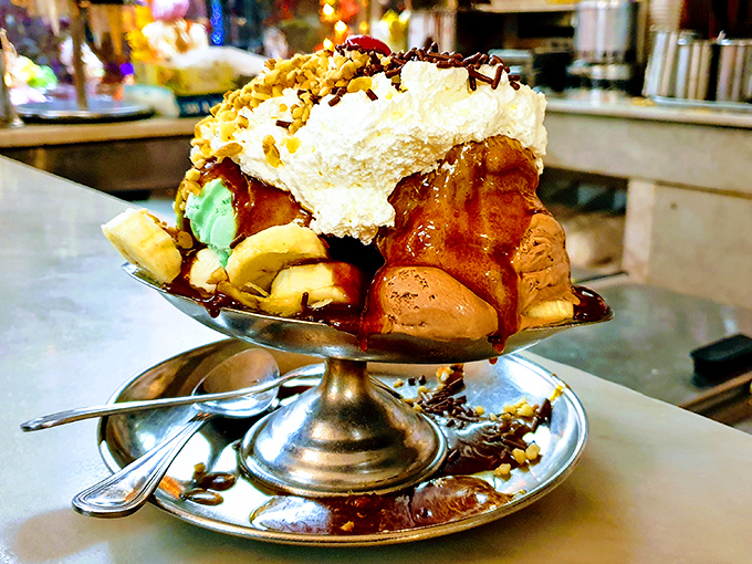 This towering banana split masterpiece makes Mount Rushmore look like a modest hill in comparison.