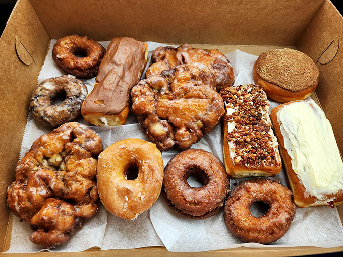 Donut heaven exists in Ohio! This box contains more joy than most people experience in an entire week of ordinary eating.
