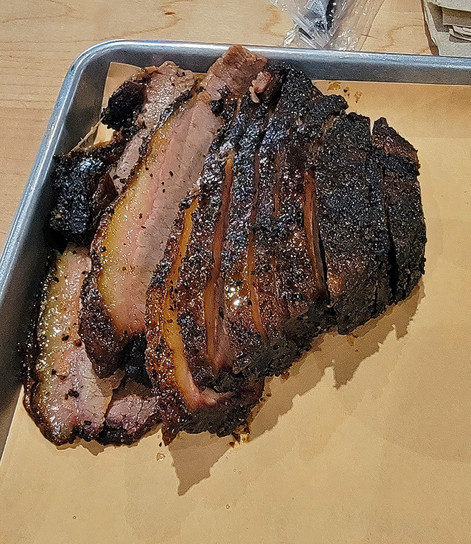 Brisket so perfect it should have its own Instagram account. That smoke ring isn't just color&mdash;it's a halo signifying barbecue divinity.