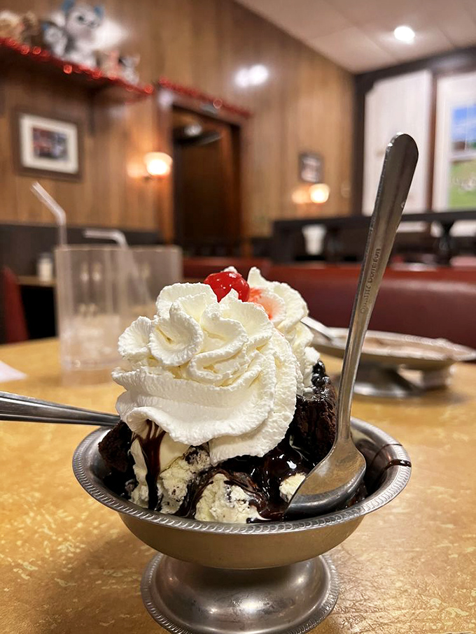 Not all brownie sundaes are created equal. This one looks like it graduated with honors from Dessert University.