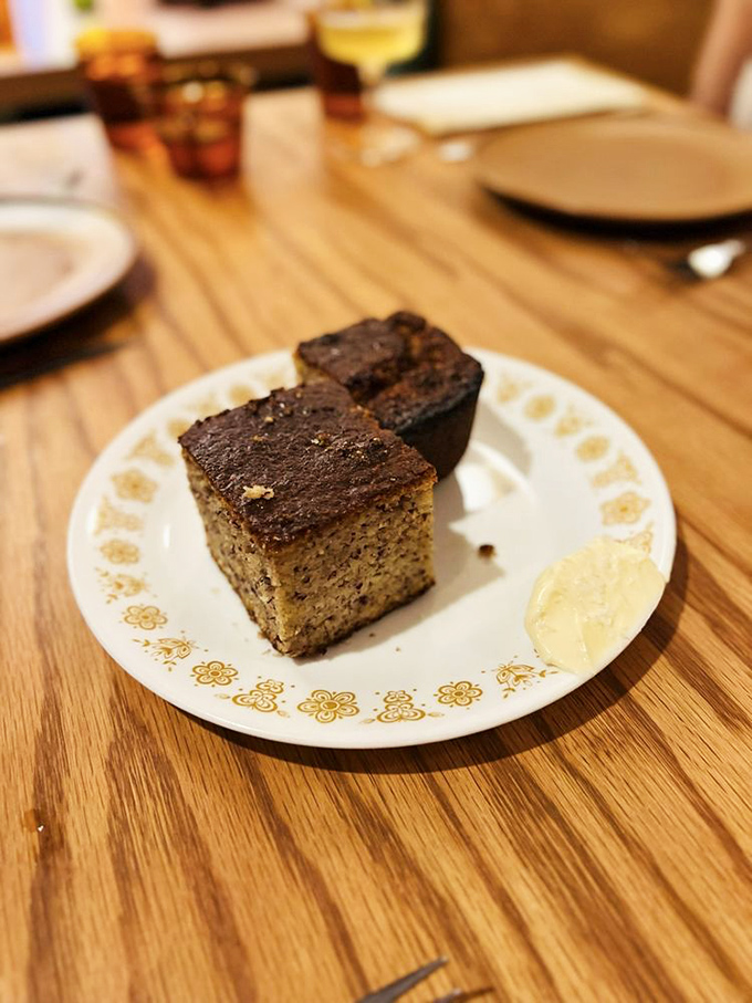 Cornbread that doesn't know whether it's dessert or dinner companion. Either way, it's the kind of golden perfection that silences conversation.