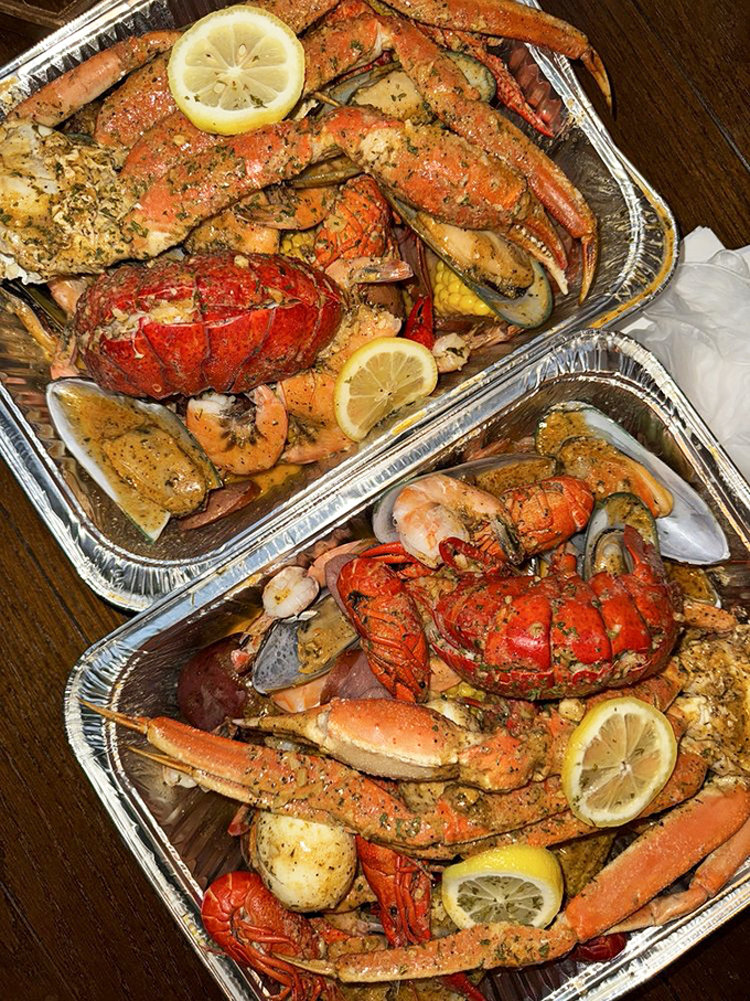 Seafood extravaganza that would make Neptune himself jealous &ndash; lobster, crab legs, and shrimp harmonizing in a symphony of spices.