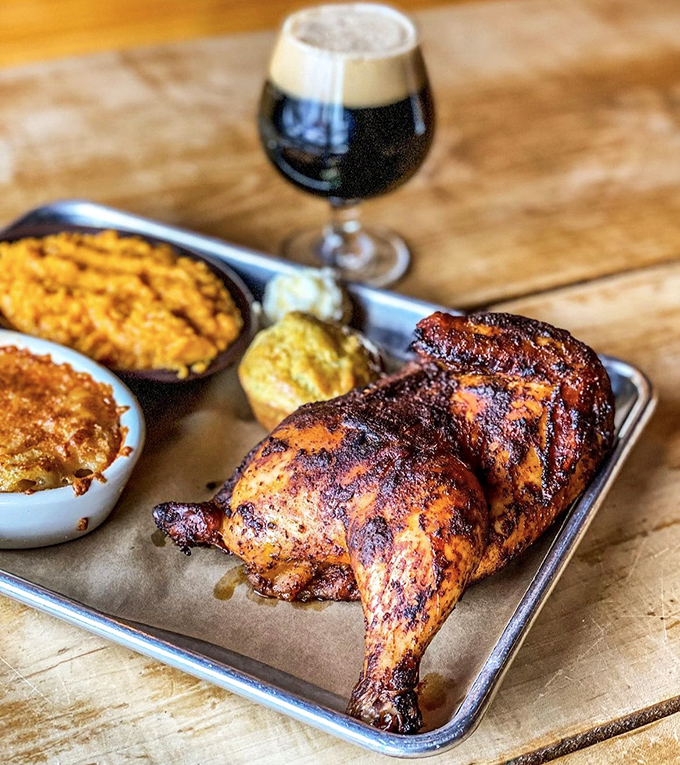 This chicken didn't just meet smoke&mdash;they had a transformative relationship. The mac and cheese alongside is having its own moment of glory.