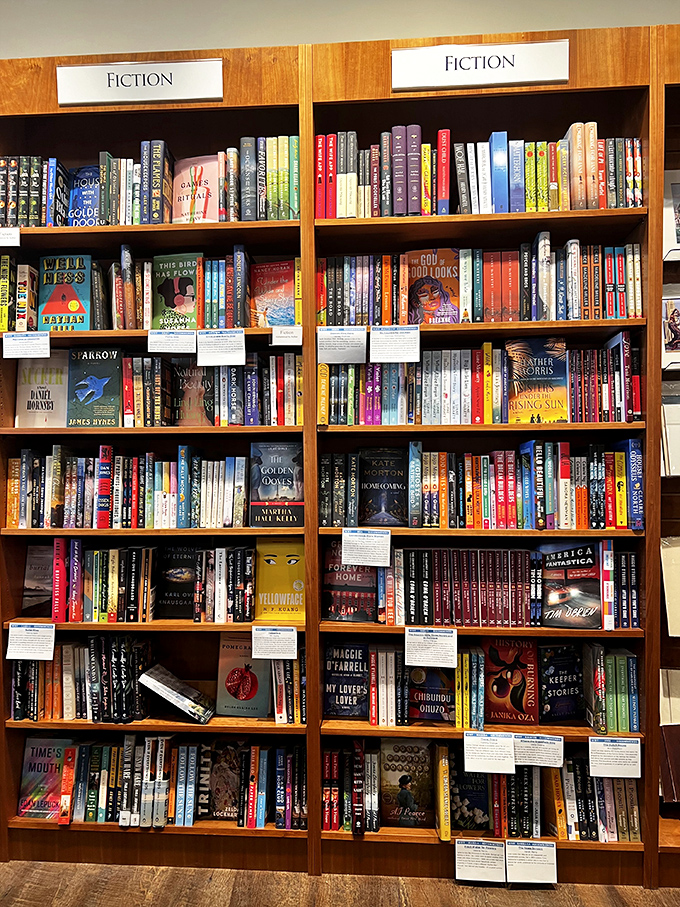 Fiction shelves organized not just alphabetically, but spiritually&mdash;each book patiently waiting for its perfect reader to come along. 