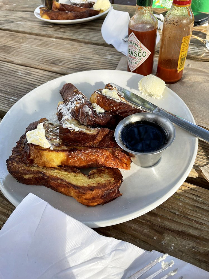 This French toast doesn't just break the fast &ndash; it demolishes it with golden perfection and a puddle of maple syrup that's practically begging for a skinny dip.