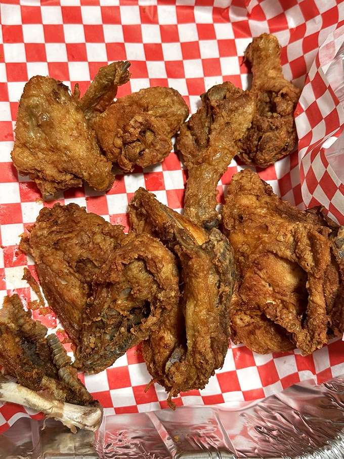 Golden-brown perfection that makes you question every other fried chicken you've ever eaten. The kind of crust that audibly shatters with each bite.