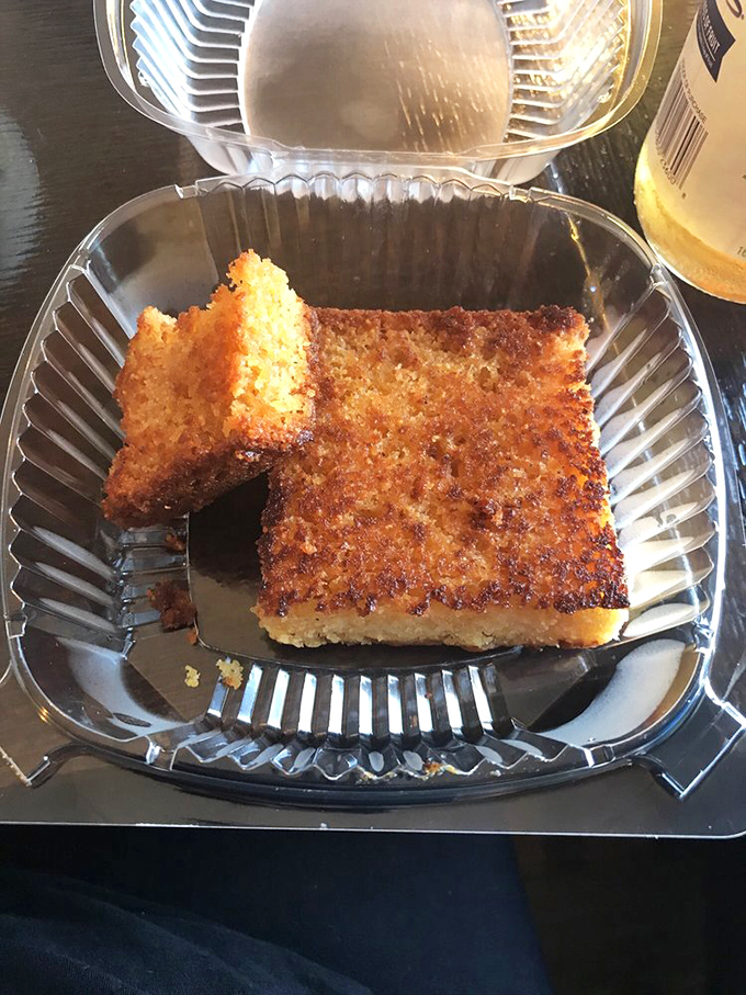Golden cornbread with the perfect crust &ndash; crisp edges giving way to a tender center. The supporting actor that steals every scene.