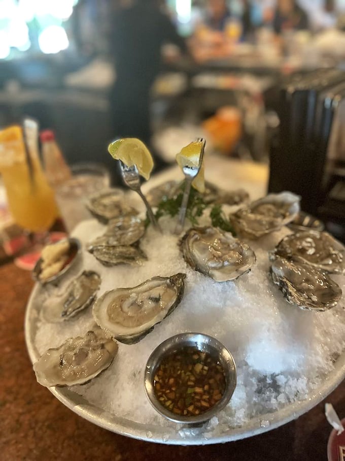 These glistening oysters on ice aren't just appetizers&mdash;they're an experience. Fresh, briny treasures waiting to be discovered with a squeeze of lemon.