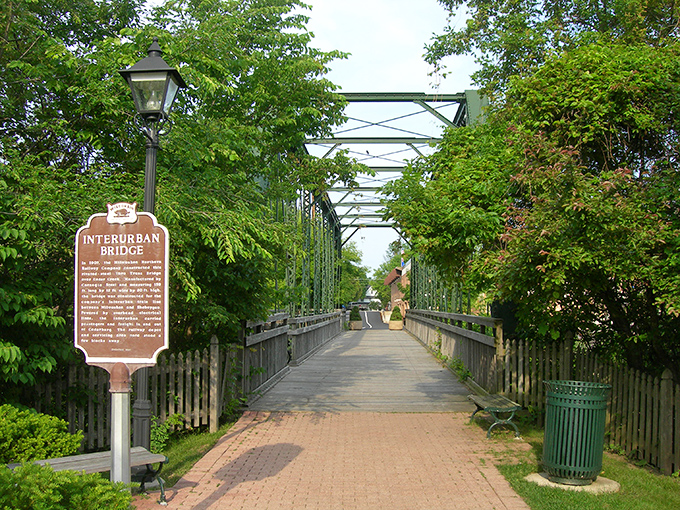 The Interurban Bridge offers passage not just across Cedar Creek, but seemingly back in time. Seinfeld's Kramer would call it "a bridge to nowhere important&mdash;and that's the beauty."