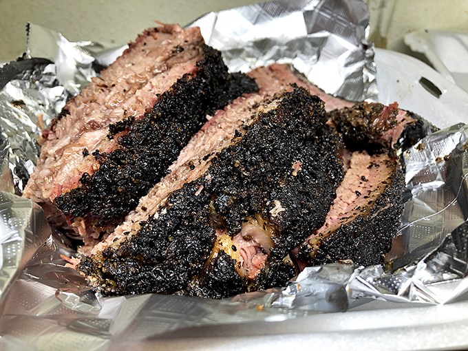 This isn't just brisket&mdash;it's a smoke-ringed masterpiece with bark so perfect it should be hanging in a barbecue museum.