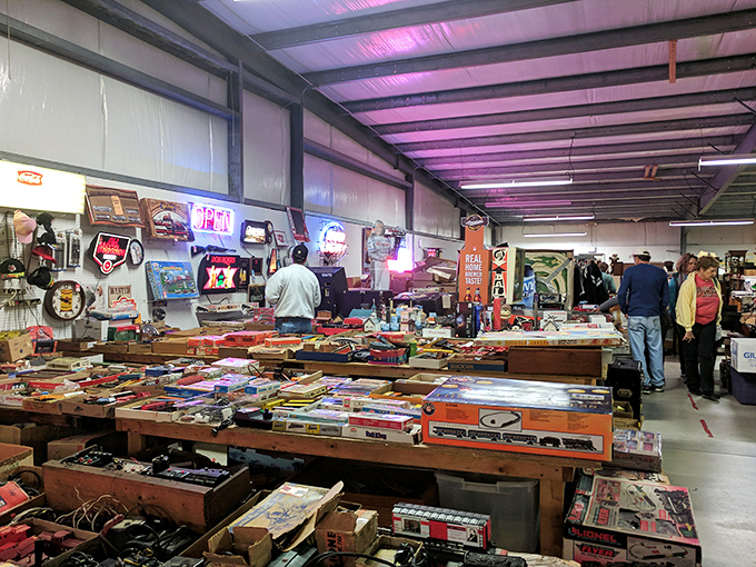 Tables laden with treasures create an obstacle course of temptation. One person's kitsch is another's must-have conversation piece.