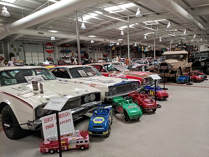 Muscle meets memory in this display featuring Leroy Yarbrough's 1968 Mercury. The kind of car that makes grown men whisper, "They just don't make 'em like that anymore."