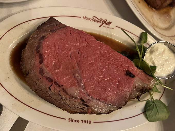 The star of the show: prime rib so perfectly rosy it should have its own agent and fan club.