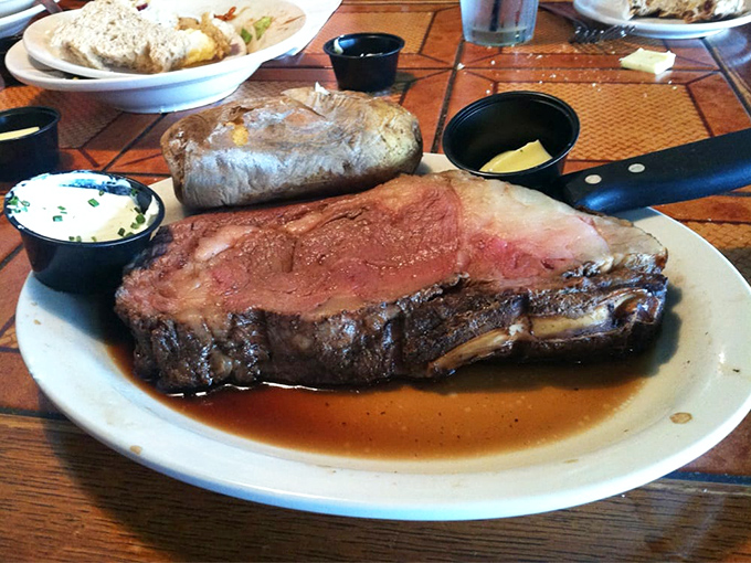 Behold the star of the show&mdash;prime rib so perfectly cooked it makes vegetarians question their life choices.