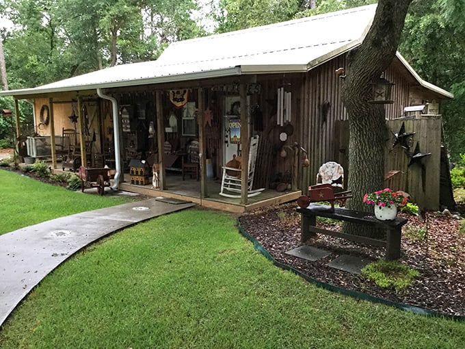 This rustic cabin shop looks like it was plucked straight from a Cracker Barrel dream sequence&mdash;only the treasures inside are authentically aged, not artificially distressed.