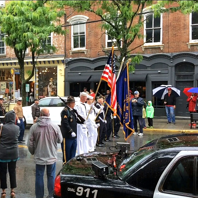 A solemn moment during a patriotic ceremony in Rhinebeck, where small-town values and deep respect for tradition remain beautifully intact.