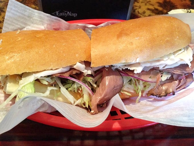 Behold the roast beef masterpiece—layers of thinly sliced heaven nestled between fresh bread. This isn't just lunch; it's what other sandwiches dream of becoming.