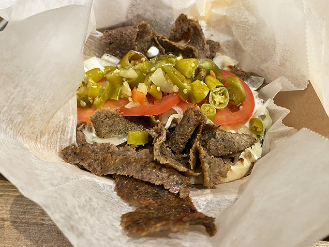 This isn't just a gyro&mdash;it's a spicy masterpiece where giardiniera peppers add kick to perfectly seasoned meat. The Badger State meets Mediterranean heat.
