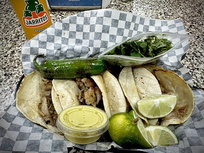 Simplicity at its finest: handmade tortillas, perfectly seasoned meat, fresh cilantro, and lime. The four elements that prove sometimes less really is more.