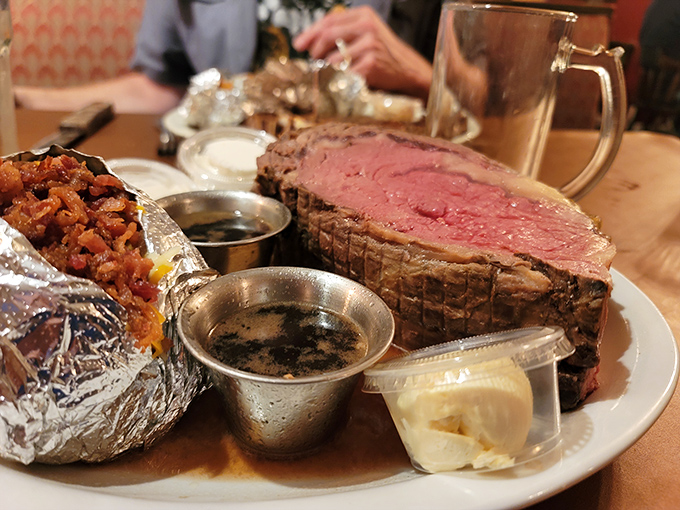This isn't just prime rib&mdash;it's a masterpiece of meat. That perfect pink center surrounded by a seasoned crust is what beef dreams are made of.