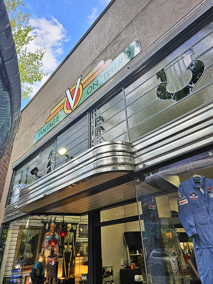 Vintage on Third's Art Deco storefront promises a time-traveling adventure where your wallet might get lighter but your stories will get richer.
