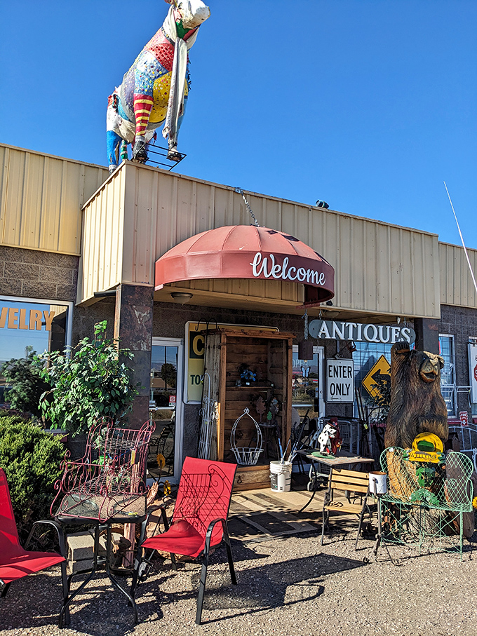 Eclectic treasures spill onto the sidewalk at this antique mall, where yesterday's cast-offs become tomorrow's conversation pieces.