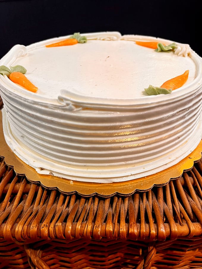 The holy grail of carrot cakes arrives looking deceptively simple, but one bite reveals why Philadelphians whisper its name with reverence.