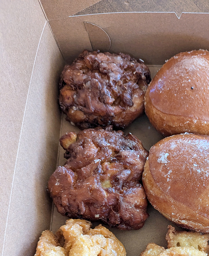 Apple fritters that could make a pastry chef weep with joy. These craggy, caramelized beauties are worth every calorie and mile driven.