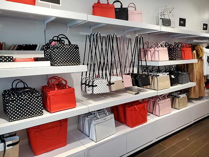 Handbag heaven awaits with rows of Kate Spade treasures. The perfect place to find that "special occasion" purse that somehow becomes your everyday companion.