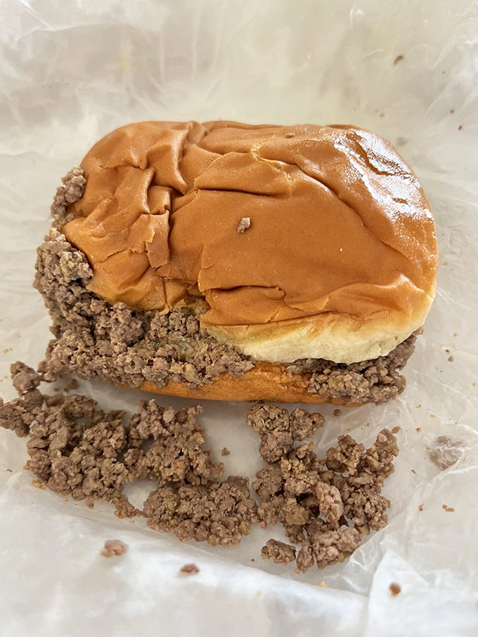 The star of the show in all its glory&mdash;loose meat spilling from a soft bun, proof that sometimes the messiest foods create the most lasting memories.