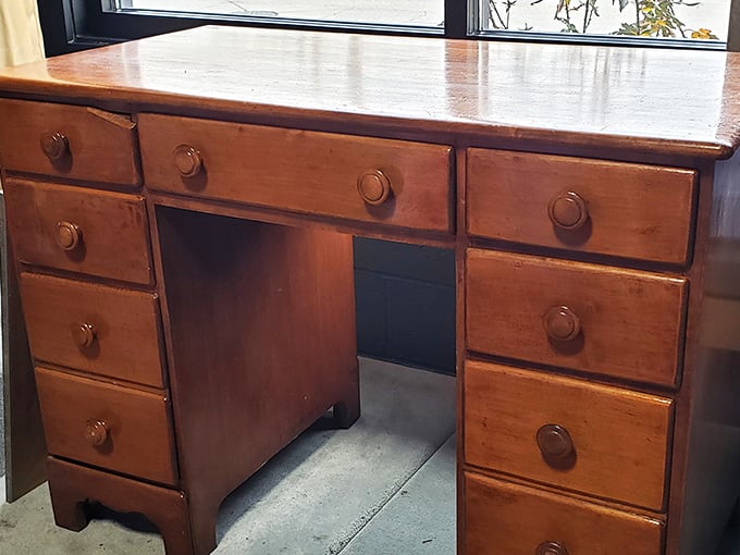 This vintage desk whispers stories of letters written, homework completed, and bills paid&mdash;all while looking better than most new furniture twice its price.