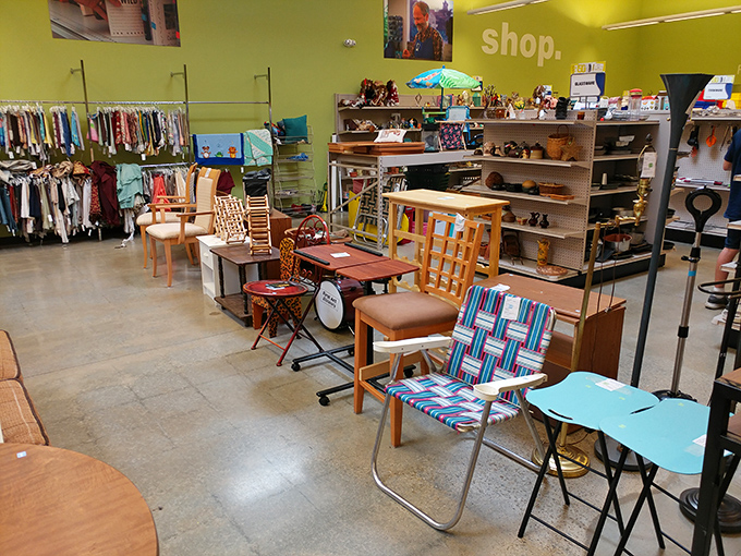 Furniture finds that whisper stories of dinner parties past. That woven lawn chair? Pure 1970s summer nostalgia on aluminum legs.