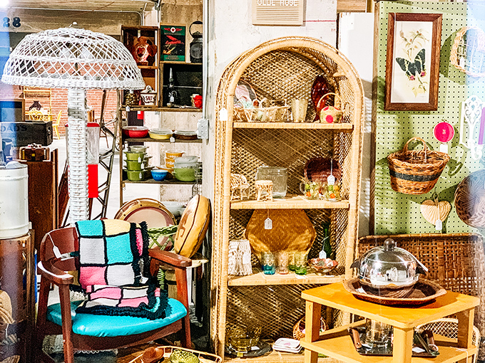 Wicker meets whimsy in this corner where mid-century modern meets your grandmother's sunroom. That chair has definitely seen some stories.