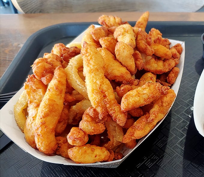 Golden treasures from the deep! These fried clams aren't just food&mdash;they're little crispy miracles that make you question why you've wasted time eating anything else.