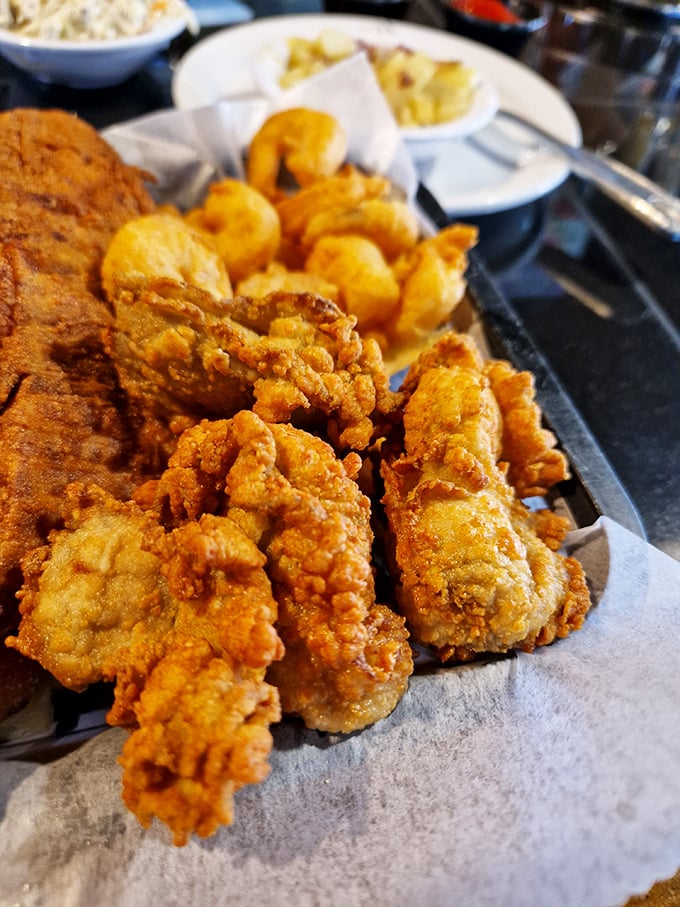 Golden-brown perfection that would make Neptune weep. These fried clams deliver that perfect crunch-to-tender ratio seafood dreams are made of.