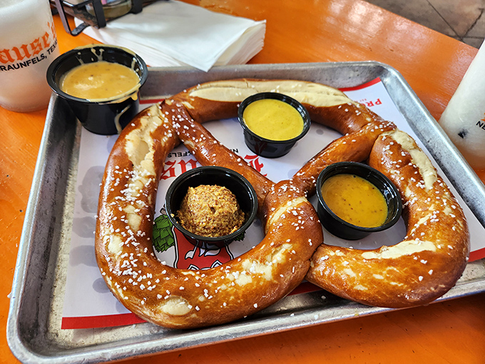 The pretzel that launched a thousand road trips. Those dipping sauces aren't just condiments&mdash;they're supporting actors in a carb-loaded Broadway show.