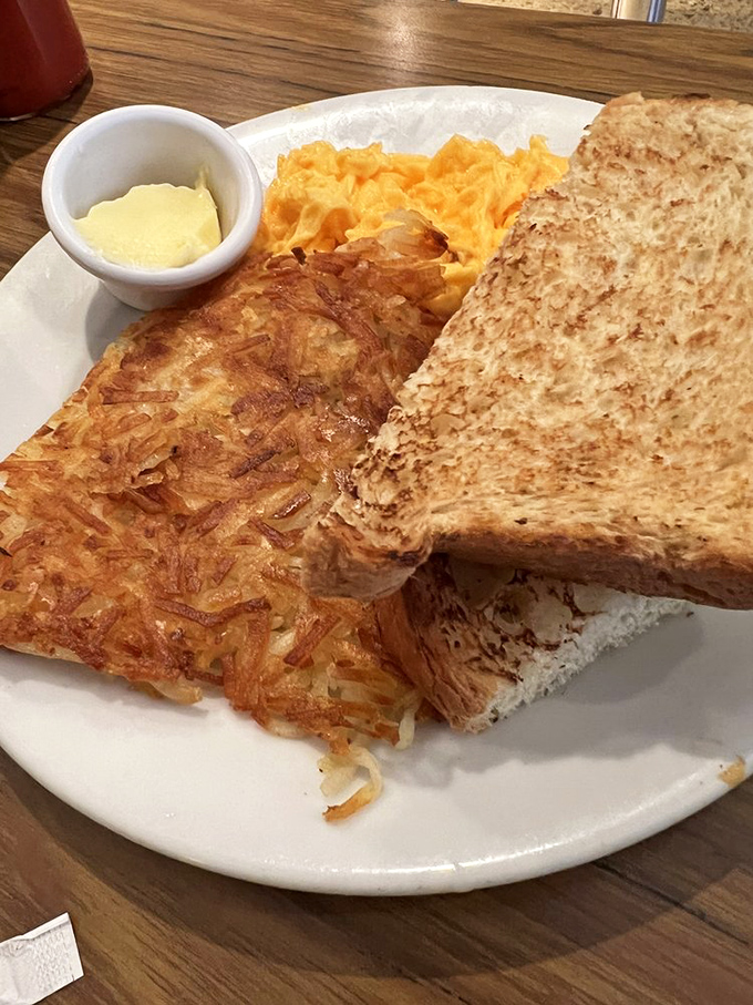 Those hash browns though&mdash;a golden-brown masterpiece that makes you question every other potato you've ever committed to memory.