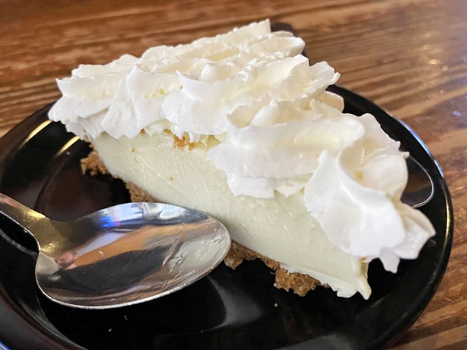 The star of the show takes a bow. This key lime pie's perfect balance of tangy and sweet makes grown adults contemplate ordering seconds before finishing firsts.