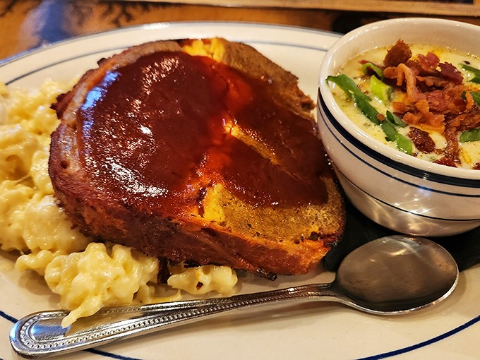 This meatloaf doesn't apologize for being meatloaf&mdash;it celebrates it with a glaze that makes you wonder why you ever ordered anything else.