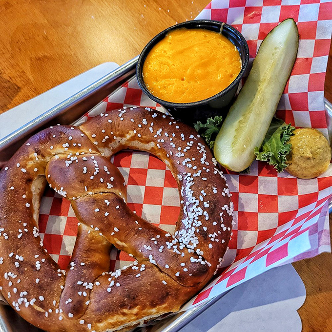 This pretzel isn't just a snack&mdash;it's an engineering marvel of dough, salt, and perfect chewiness, complete with beer cheese for dunking.