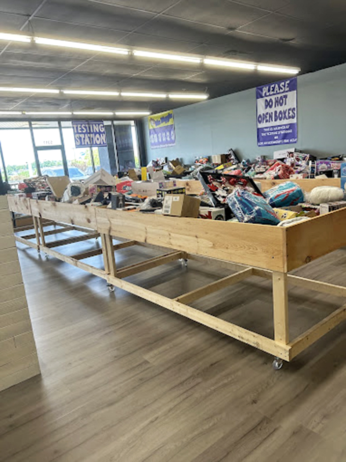 Rows upon rows of possibility. The modern-day equivalent of panning for gold, except the nuggets might be name-brand headphones.