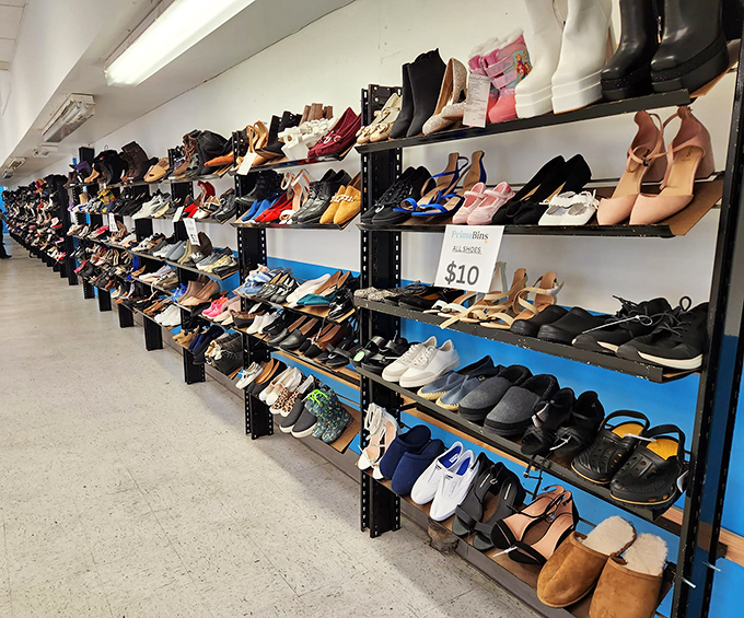 The shoe section rivals Imelda Marcos' closet, with everything from practical flats to statement heels, all sporting that magical $10 price tag.