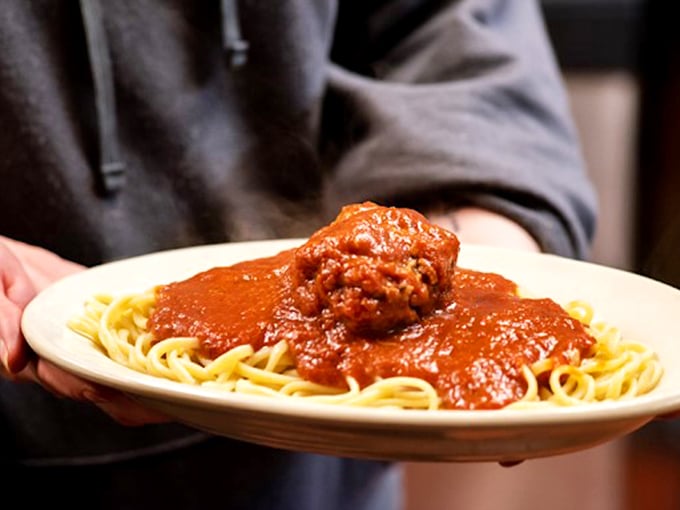 Spaghetti and meatballs: the Sinatra of Italian-American cuisine. That sauce glistens with the confidence of something simmered to perfection.