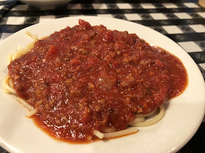 Spaghetti with meat sauce that doesn't hide behind fancy descriptions &ndash; it's the pasta equivalent of a warm hug from someone who genuinely likes you.