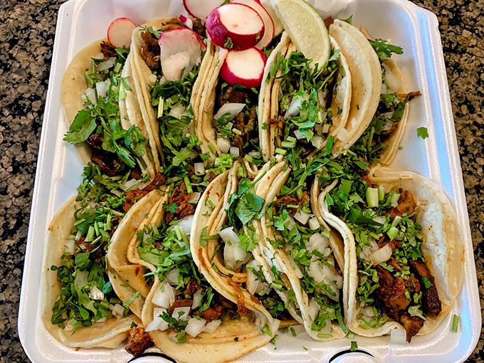 Tacos as they should be: simple, authentic, and piled high with fresh cilantro and onion. No passport required for this south-of-the-border flavor vacation.