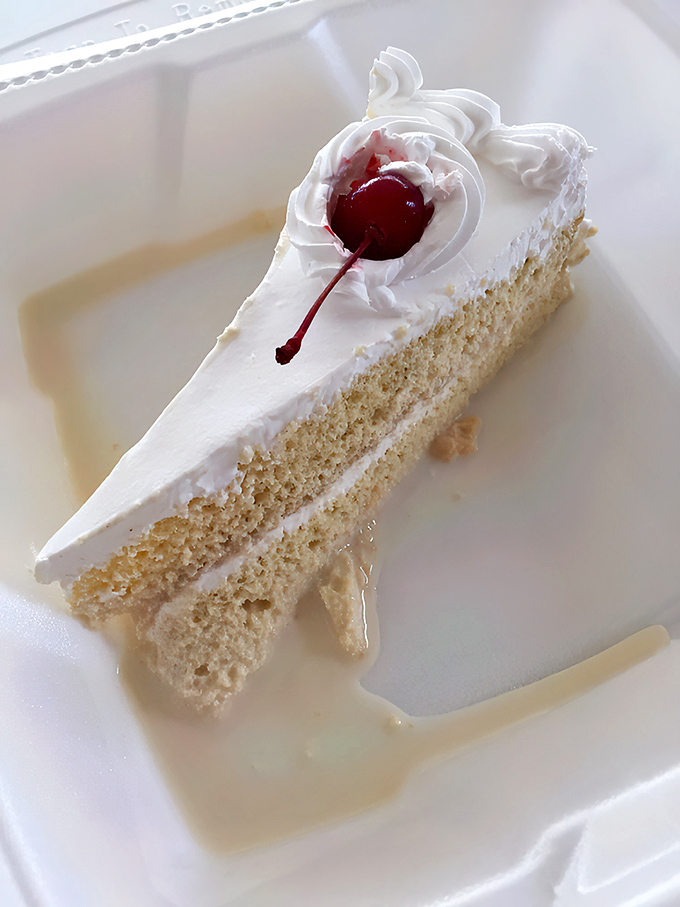 The star of the show: tres leches cake so moist it defies physics. That cherry on top isn't garnish&mdash;it's the exclamation point on a perfect dessert sentence.