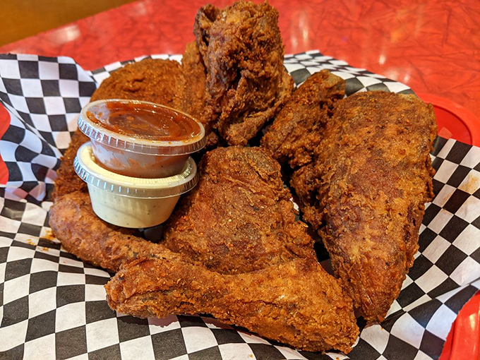 Golden-brown perfection that makes you want to cancel your afternoon plans. This isn't just fried chicken&mdash;it's edible therapy with a crunch. 